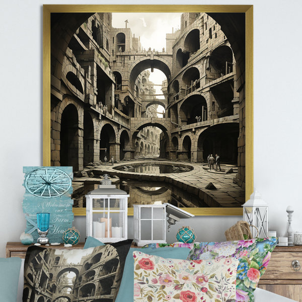 DesignArt Analytic Drawing Of A Tunnels On Canvas Print | Wayfair